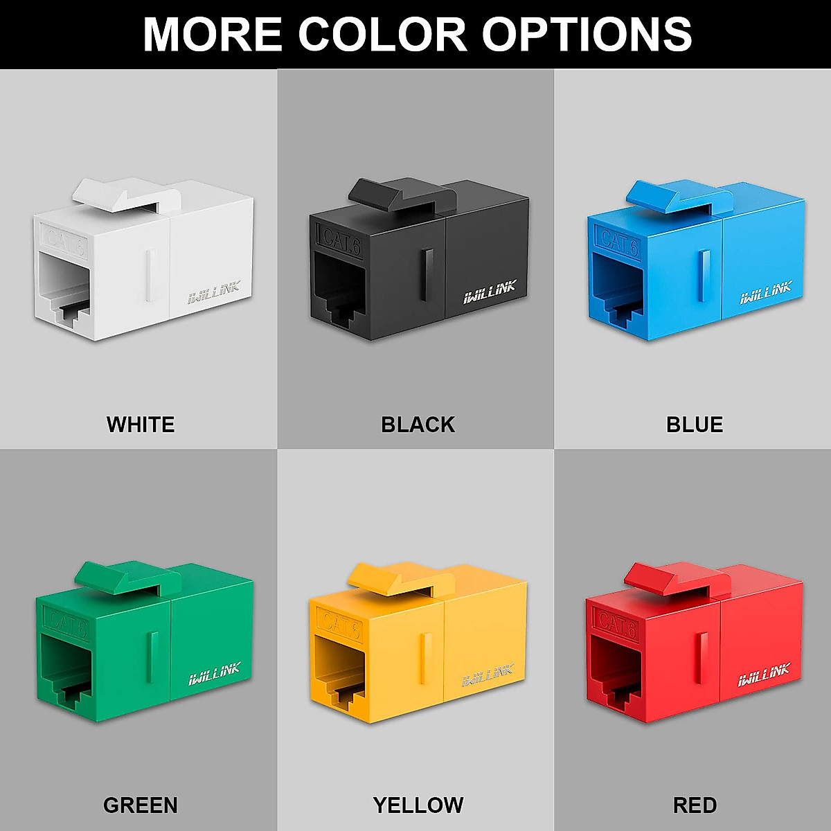 iwillink RJ45 Cat6 Keystone Coupler 5-Pack, Female to Female Cat6 Keystone Jack, UTP Keystone Coupler Insert, Blue