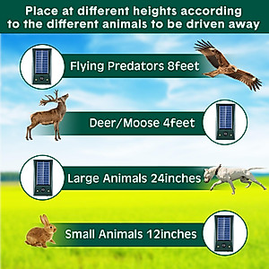 Qualirey 4 Pcs Solar Ultrasonic Animal Repeller Outdoor Mouse Repellent Devices with Strobe Flashing Light Waterproof Solar Animal Repeller for Wolves, Dog, Deer, Yard Garden