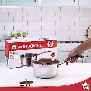 Wonderchef Nigella Tri-ply Stainless Steel 16 cm Sauce Pan | 1.5 Liters | 2.6mm Thickness | Silver |10 Years Warranty