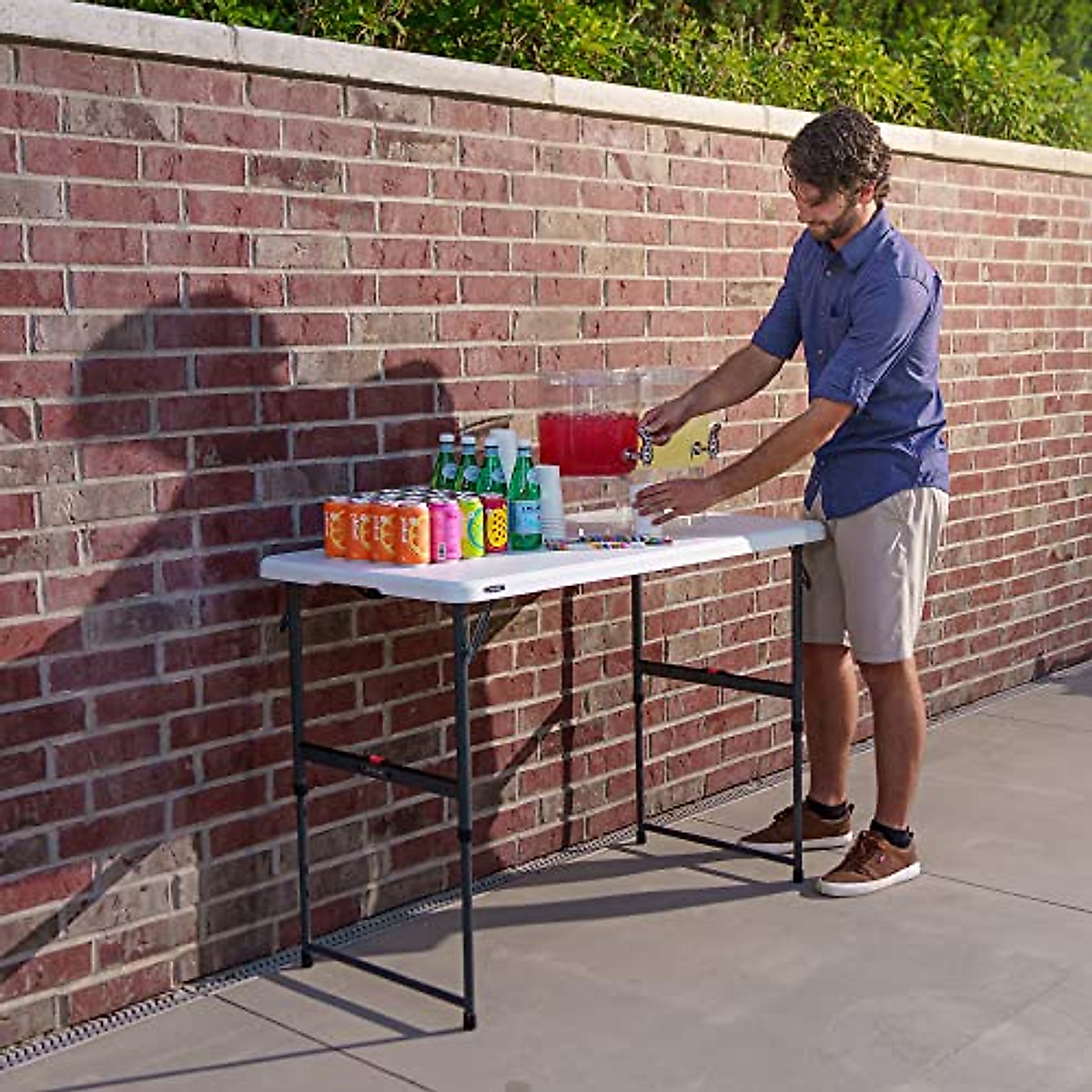 Lifetime Height Adjustable Folding Table, 4 Foot, Almond