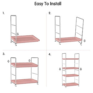 JANUS LiANG 2-Tier Bathroom Countertop Organizer Makeup Organizer Perfume Cosmetic Holder Standing Counter Shelf for Vanity, Bathroom, Bedroom (Pink & Silver)