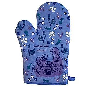Leave Me Alone Oven Mitt Funny Family Baking Cookies Cake Graphic Novelty Kitchen Glove Funny Graphic Kitchenwear Funny Introvert Novelty Cookware Blue Oven Mitt