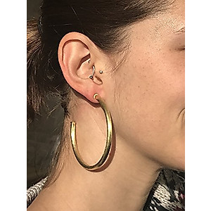 Sheila Fajl Everybody's Favorite Large 2.5 Inch Tubular Lightweight Statement Hoop Earrings in Brush Gold Plated