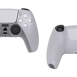 eXtremeRate PlayVital Clear White 3D Studded Edition Anti-Slip Silicone Cover Skin for ps5 Controller, Soft Rubber Case for ps5 Wireless Controller with 6 Clear White Thumb Grip Caps
