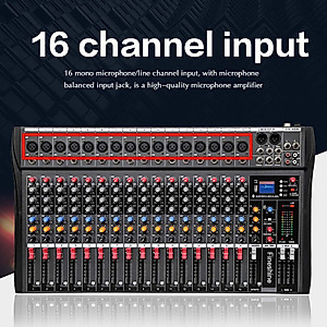 Fineshine 8/12/16 Channel Audio Mixer Sound Mixing Console with Bluetooth USB,PC Recording Input, XLR Microphone Jack, 48V Power, RCA Input/Output for Professional and Beginners (12 channel)
