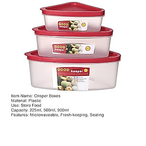 Mitoydoe Crisper Box Set 3-Piece Set of Crisper Boxes Reusable Triangle Shape Food Storage Containers for Refrigerator Microwave Travel 3pcs