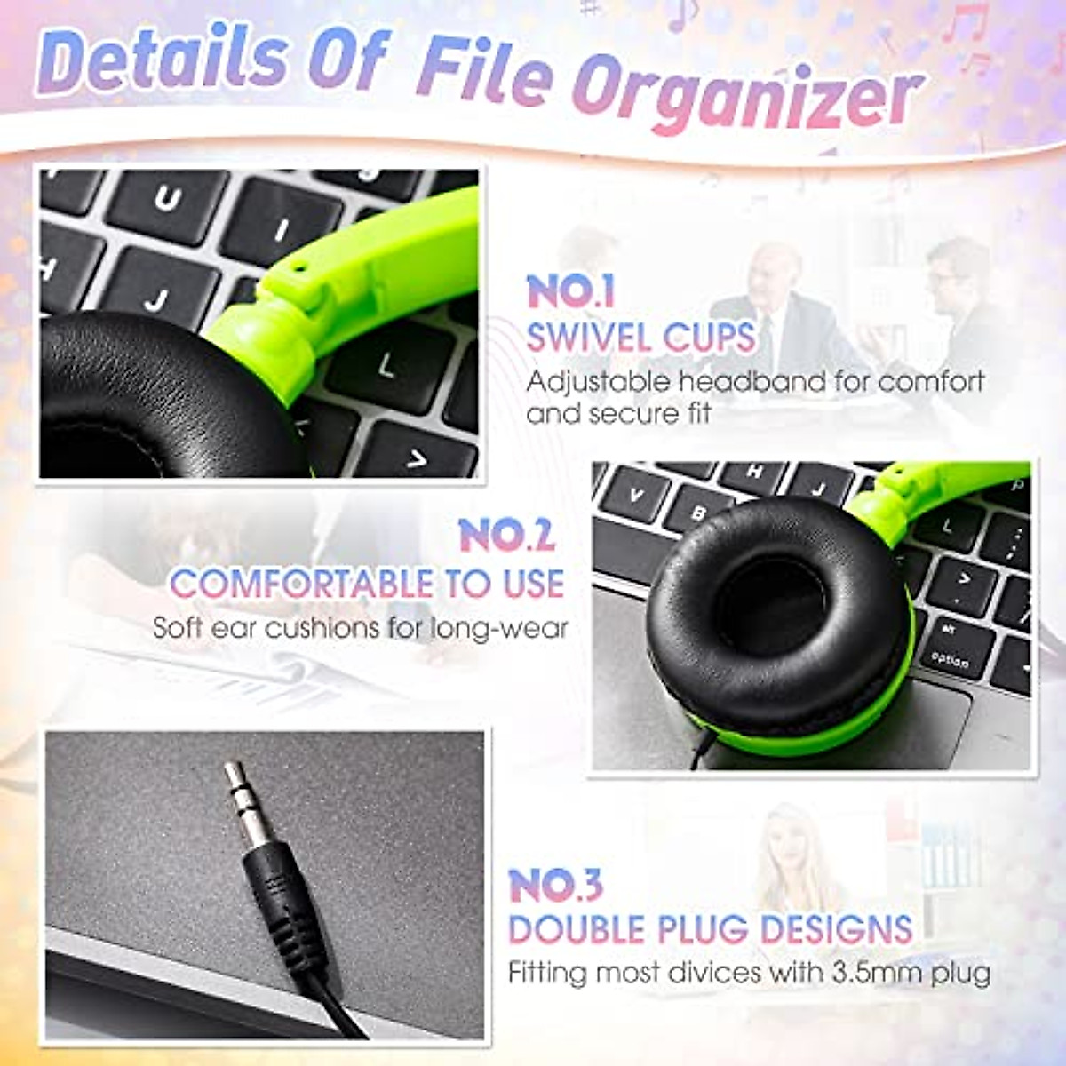 Kids Headphones Bulk 24 Pack Multi-Colors Student Headphones Wired Class Headphones Set for School Classroom Students Children Toddler Boys Girls Teen and Adult