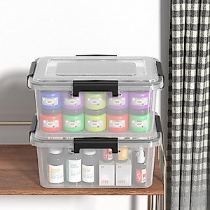 Nihenok Set of 6 12 Quart Plastic Stackable Storage Bins with Gasket Seal Lids, Watertight Storage Container, Clear Latch Box Tote