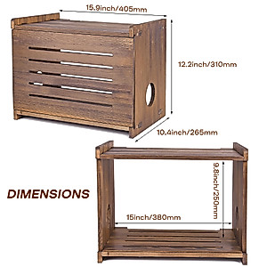 BEARUT Router Shelf Projector Shelf Projector Stand Router Storage Box Modem Cable Router Cover Organized Power Strip Cable Management Hider Rack by Solid Wood Need Assembly SS