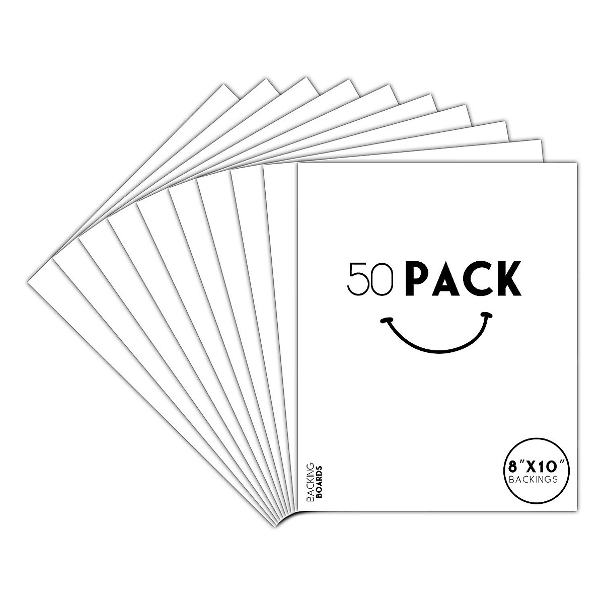 Golden State Art, Pack of 50, 8x10 Inch White Backing Boards