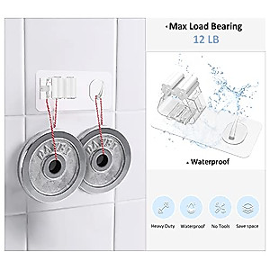 MEILIDY Broom and Mop Gripper, Clear Self Adhesive Mop Broom Holder Wall Mounted No Drilling Heavy Duty Cleaning Supplies Tools Storage Organizer for Laundry Bathroom Kitchen Garden Garage - 4 Pcs