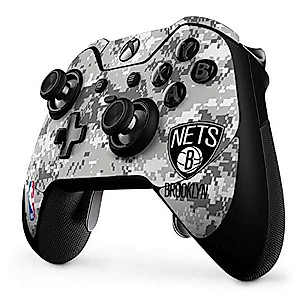 Skinit Decal Gaming Skin Compatible with Xbox One Elite Controller - Officially Licensed NBA Brooklyn Nets Digi Camo Design