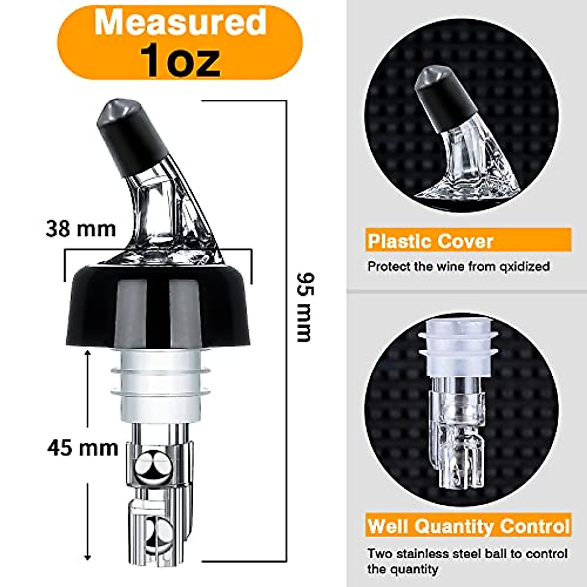 Measured Liquor Bottle Pourers 12Packs — 1oz/30ml Quick Shot Bottle spout Pourer Drinks, Wine Pourers Cocktail Dispenser Home Bar Tools