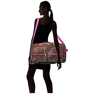 Rockland Rolling Duffel Bag, PINKLEOPARD, 22"