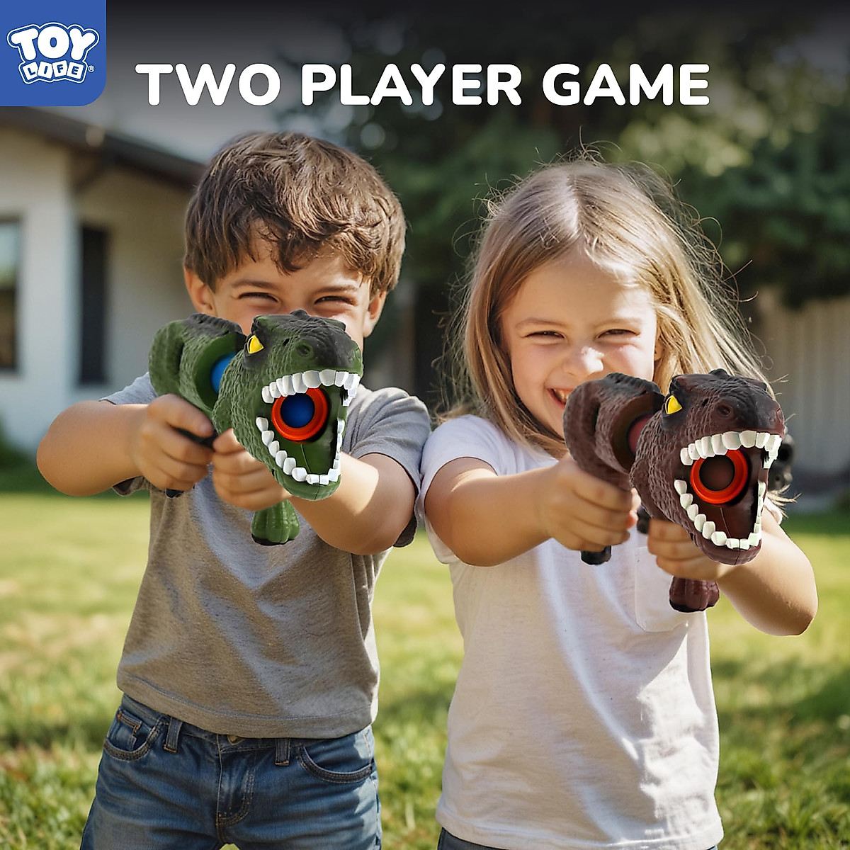 TOY Life Dinosaur Toddler Outdoor Toys for Kids 3 5 7, 2 Dinosaur Toy Guns for Boys with 36 Foam Balls, Kids Outside Toys, Dinosaur Shooting Party Games Gifts, Outdoor Activities Games for Kids