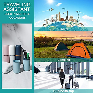 2 Pcs Travel Toothbrush Case Portable Toothbrush Holder, Travel Toothbrush Toothpaste Case with Cup, 7.8 inches Tooth Brush Storage Holder for Traveling, Camping, Business Trip, Home, School, Bathroom