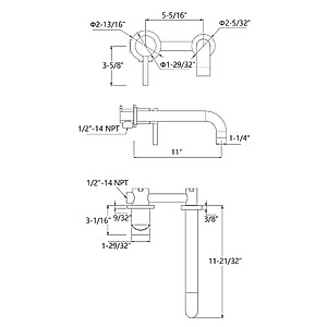 sumerain Tub Filler Wall Mount Roman Tub Faucet Brushed Gold Single Left-Handed Handle Brass Bathtub Faucet