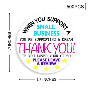 Littlefa 1.7” Please Leave a Review with Colour Design Stickers,Thank You Stickers,Bakeries Stickers,Handmade Stickers,Small Business Stickers, Envelopes Stickers, Gift Bags Packaging 500 PCS