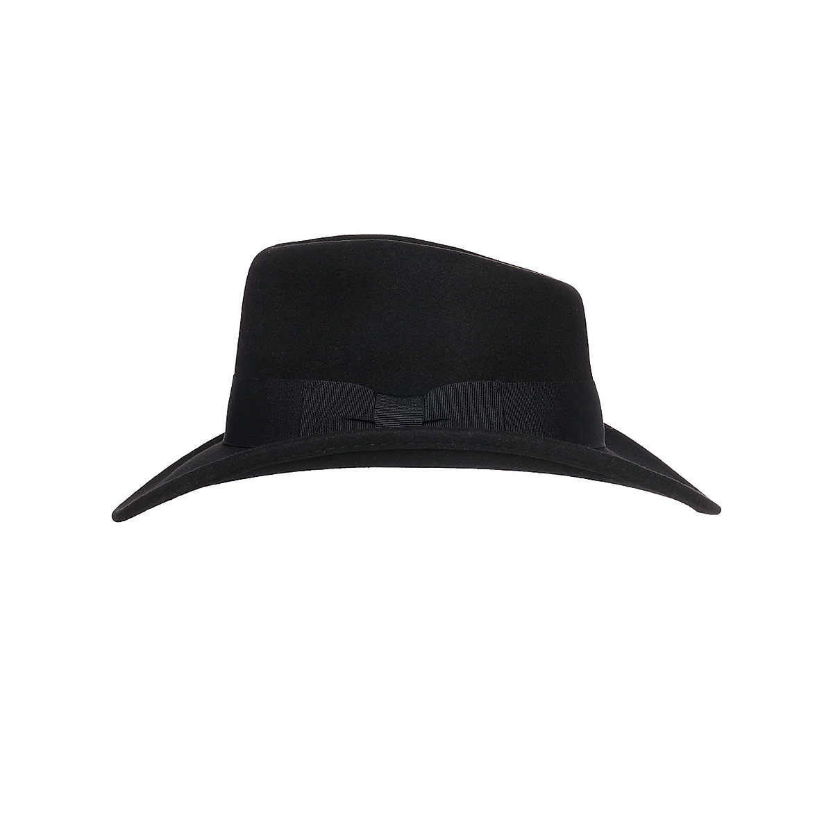 Men's Indiana Outback Fedora Hat Black Crushable Wool Felt by Silver Canyon, Black, Large