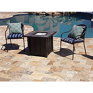 Hiland AFP-STT Outdoor Patio 40,000 BTU 30x30 Inch Square Tile Table Top Propane Fire Pit and Fire Glass