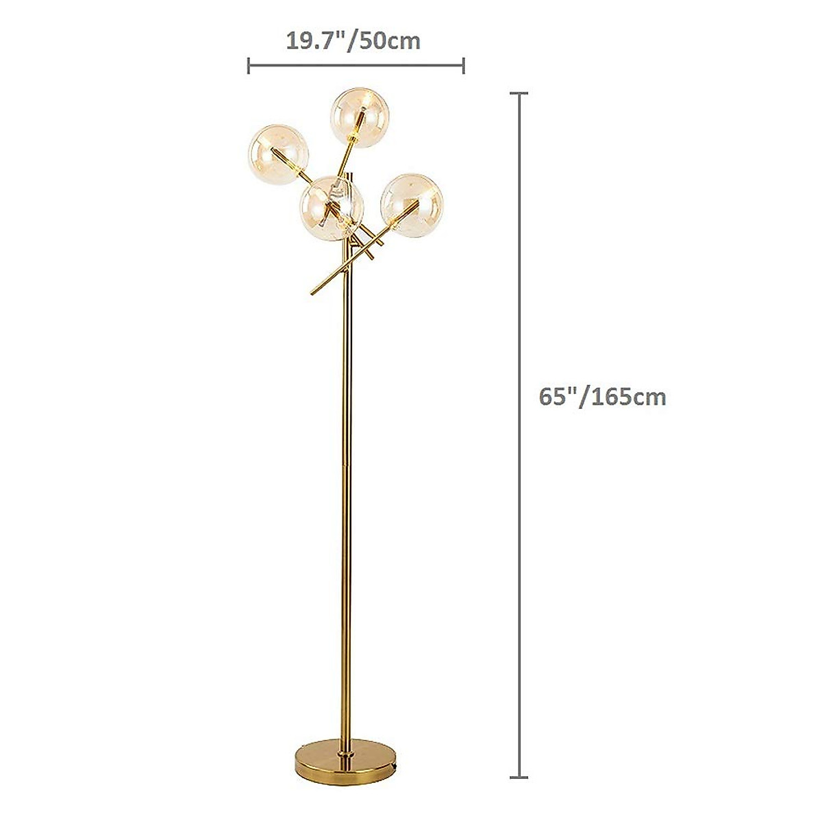 Dellemade TD00145 Sputnik Chandelier Floor Lamp for Bedroom,4-Lights Glass Shade Floor Lamps for Living Room,Brass/Gold