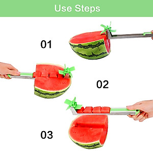 Watermelon Slicer Cutter - Stainless Steel Knife Corer Fruit Vegetable Tools Kitchen Gadgets with Melon Baller Scoop Extra