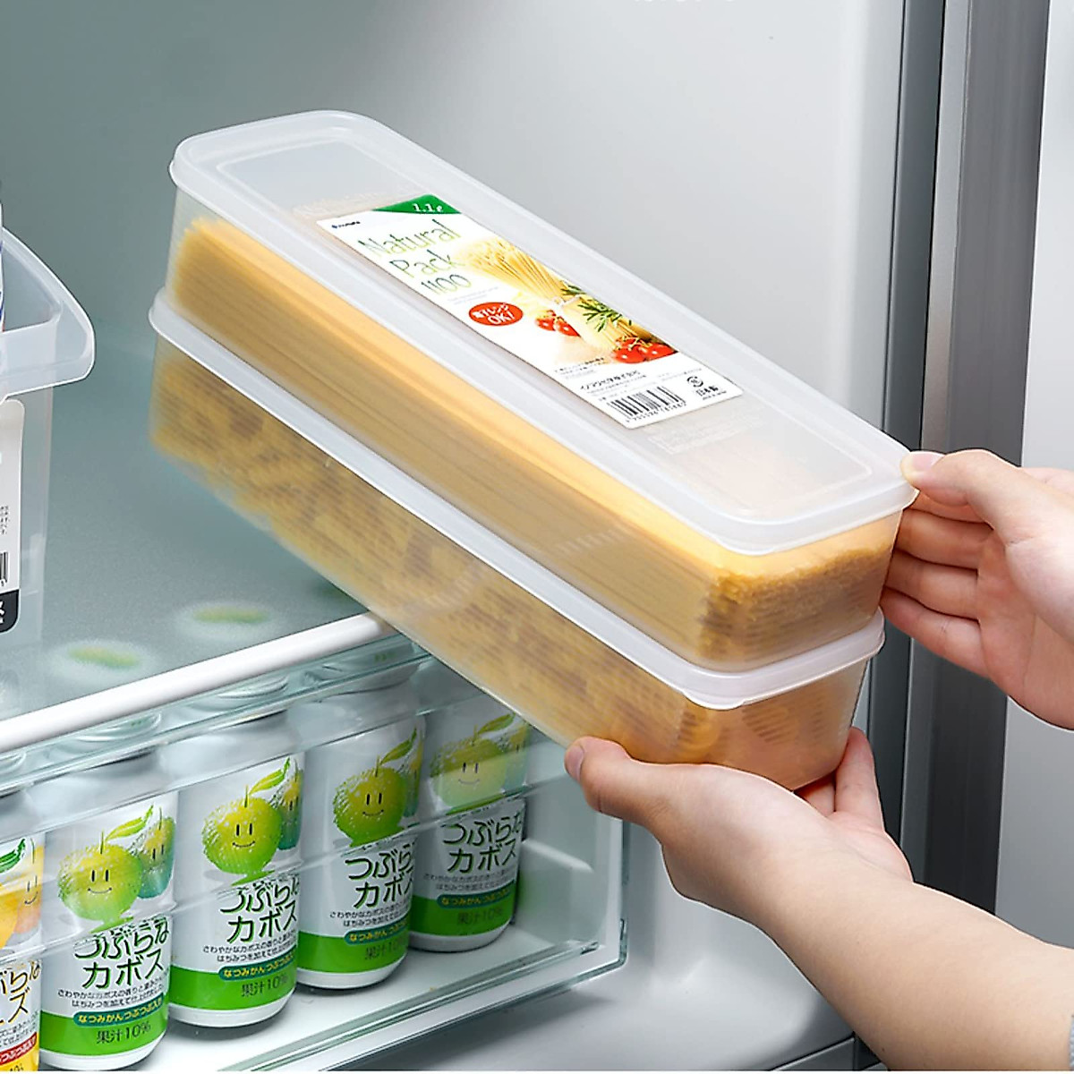 2 Pack-Pasta Storage Containers, Airtight Spaghetti Food Container with Soft Lids, BPA Free, Kitchen Box Organization Jar for Spaghetti, Cereal, Flour, Sugar, Noodles (2)