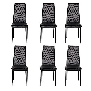 IANIYA Dinning Chair for Dinning Room Kitchen Metal Chairs Modern Leather Dining Chairs Set of 6 (Black)