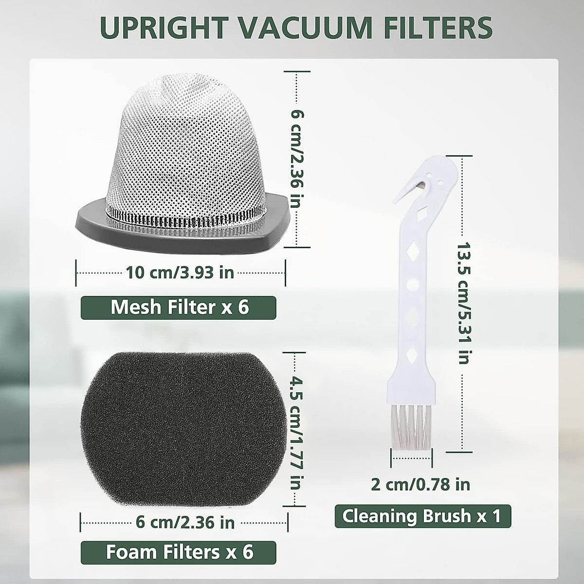 6 PACK 2033 Replacement Filter Compatible with Bissell Featherweight Stick Lightweight Bagless Vacuum Cleaner 20331, 20333, 20334, 20336, 20339, 2033M,6 Mesh Filter 6 Foam Filters, Replace # 1611508