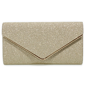 Mansherry Evening Bag Clutch Purses for Women, Ladies Sparkling Party Handbag Wedding Bag Purse Gold