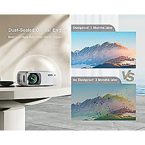 Outdoor Projector 4K with WiFi and Bluetooth: 20000L 600 ANSI Native 1080P Projector, 4D/4P Keystone 450'' & 50% Zoom Sovboi Video Projector, SOI-Smart System Movie Projector for Outdoor/Home Use