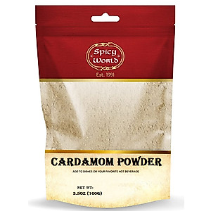 Spicy World Ground Cardamom Powder (Cardamon) 3.5 Ounce Bag