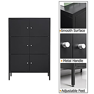 FURSTEL Metal Storage Locker, 41.3" H Steel Storage Cabinet, Adjustable Feet Cabinets Organizer, 3 Tier Shelves Metal Lockers for Home Office, Kids Room, Bedroom