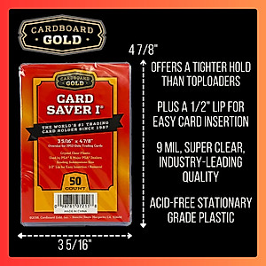 Card Saver 1 by Cardboard Gold - Premium Trading Card Protector for PSA Grading, Semi-Rigid Card Holder for Baseball, Sports Cards - Compatible with Sleeves, Binders & Storage Boxes