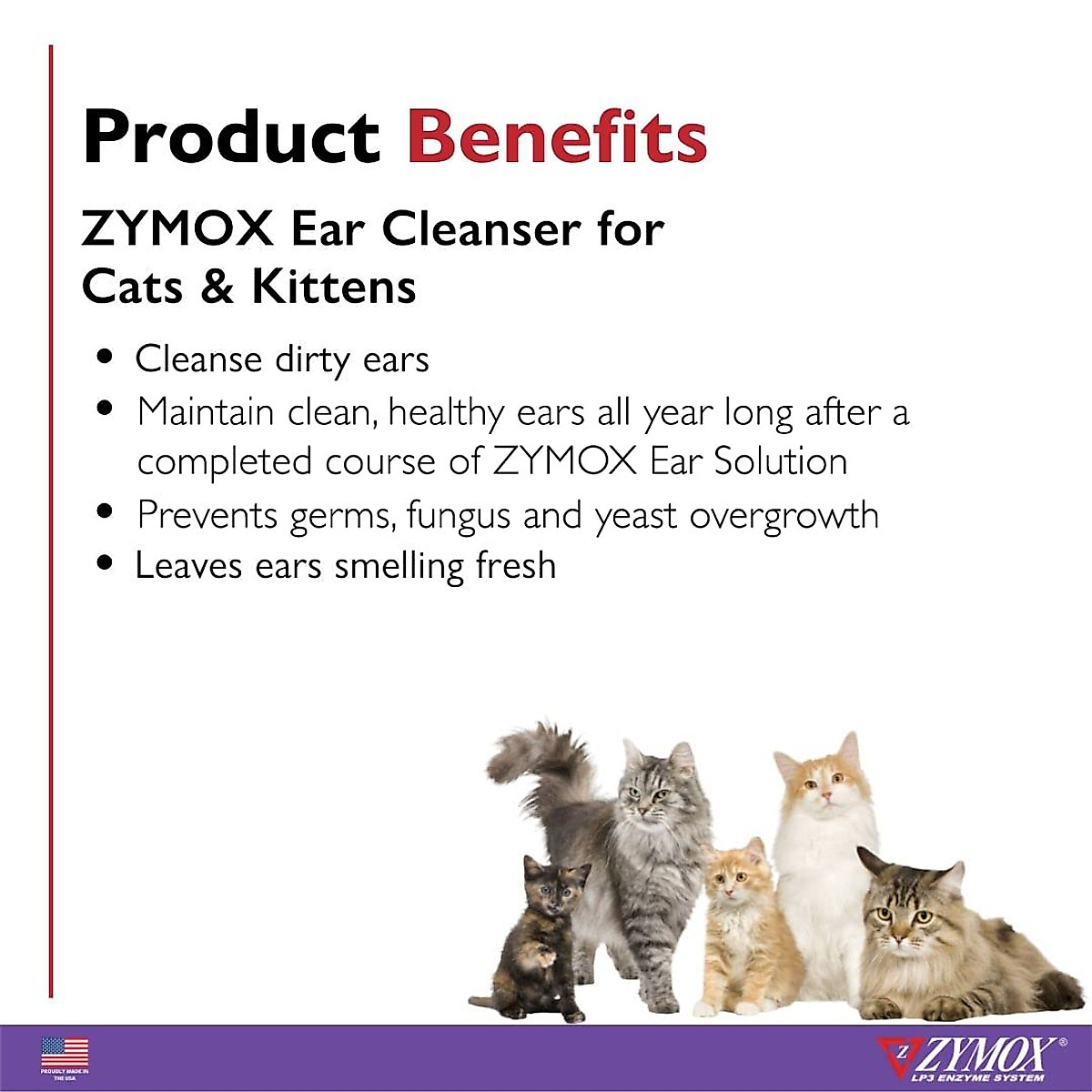 Zymox Enzymatic Ear Cleanser for Cats & Kittens, 4 oz. – Cleans & Refreshes Ear Canal for Relief from Ear Wax & Dirt Buildup