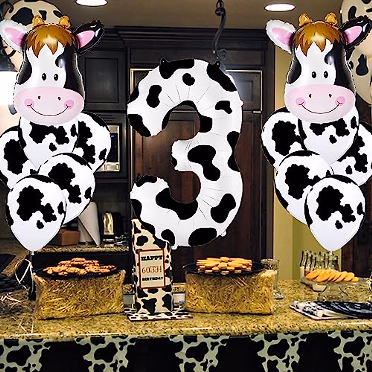 40 Inch Cow Print Number 3 Balloon for Cowgirl Cowboy Birthday Party Decorations Western Party Decorations Farm Party Decorations