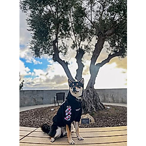 ChoChoCho Woof Dog Hoodie, Designer Dog Hoodies for Small Medium Large Breeds, Art Collection Dog Sweatshirts, Street Drawstring Hoodies Outfit Clothes for Puppy Puppies (M, Sakura/Black)