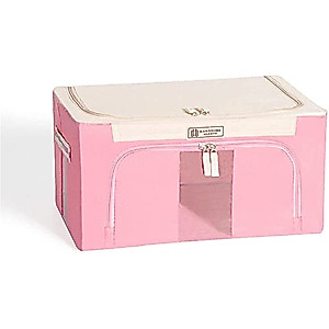 ZyHMW Large Foldable Clothing Storage Bags, 24L Clothes Storage Bins, Thick Fabric Closet Organizers and Storage (Color : Red) (Color : Pink)