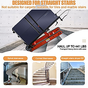 ZLPOWER 441lbs Electric Stair Climbing Dolly Hand Trucks with Removable Extension Tray 400W Powerful Motor Battery Powered Folding Stair Climber Dolly Truck for Moving Furniture Logistics Warehouse