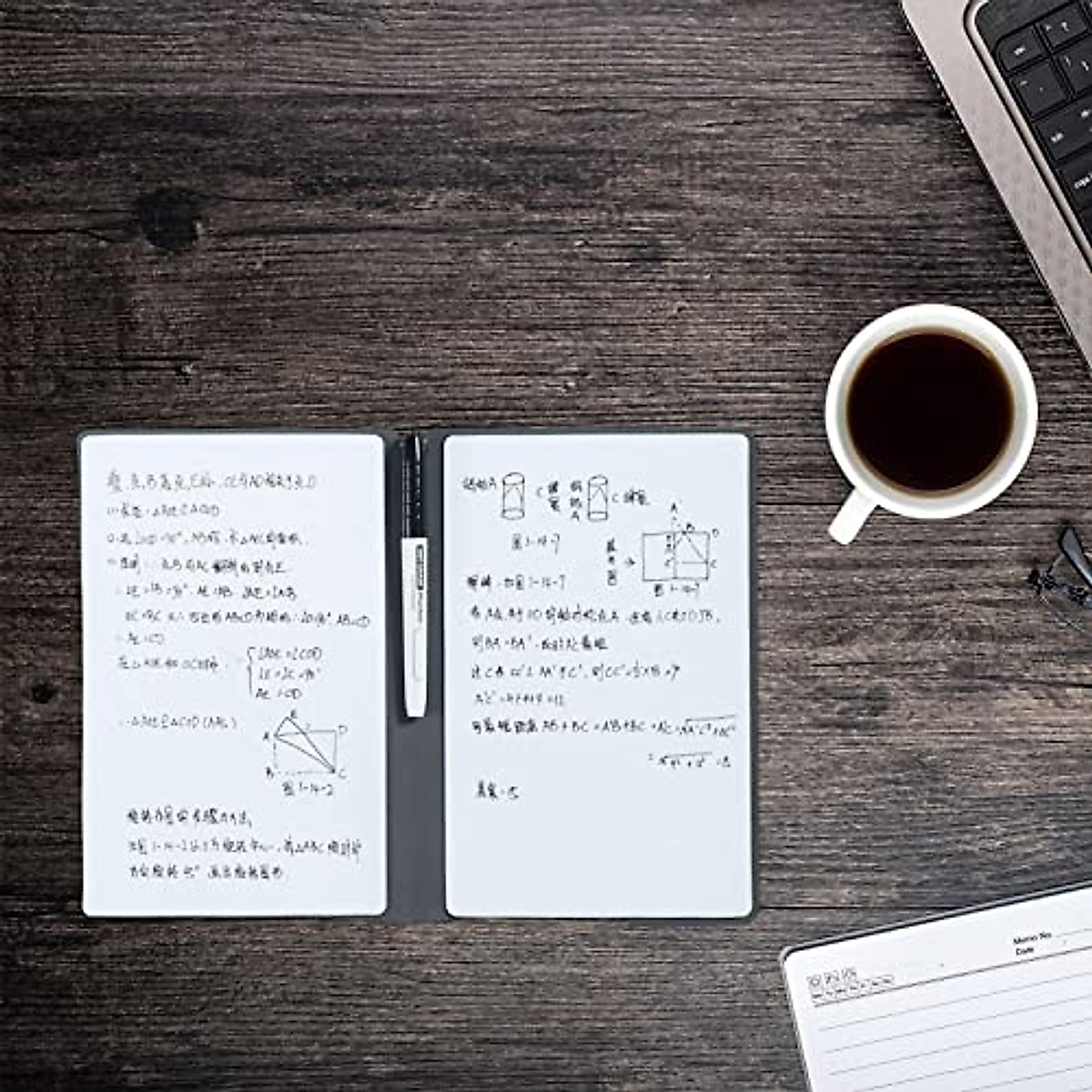 naixue Dry Erase Notepad - 6.3 X 9.53 Inch Leather Dry Erase Notepad Set - Erasable A5 Meeting Lapboard for Group Discussions