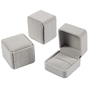 6 Pack Jewelry Box Set - Jewelry Boxes - Velvet Jewelry Box Ring Gift Box Set, Single Ring Box Cases - for Proposal, Engagement, Wedding, Presentation - Grey, 2.5 x 1.7 x 2.2 Inches