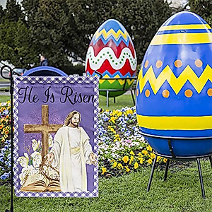 He is Risen Religious Garden Flags 12x18inch Burlap, Easter Cross Jesus Flags for Spring Holiday Yard Decorations Outdoor