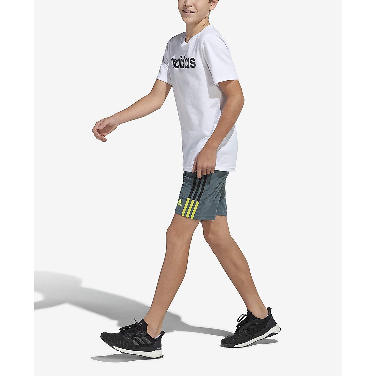 adidas Boys' Clashing 3-Stripes Shorts, Blue Oxide, X-Large (18/20)