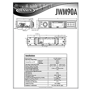 Jensen JWM90A Slimline 3-Zone Source Theater-Style Bluetooth Wallmount Stereo with App Control, DVD/CD-R/RW & MP3 Compatible, Dual HDMI Video Output, HDMI ARC, USB Play MP3/WMA Files, Rear RCA In/Out