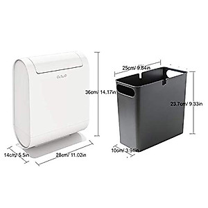 Modern Simple Design Bathroom Garbage Can Container with Lid and Plastics Bag Storage Dispenser Elegant Hygienic Wastebasket | Home Office Bedroom Kitchen Trash Bin Diaper Pail | Grey | 7L/1.8 Gal
