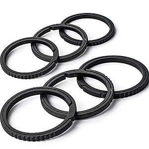 FEGVE Key Rings, Titanium Side Pushing Key Ring Keychain Rings Small Black Split Keyrings for Men (Black-6pcs)