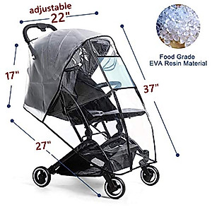 Diagtree Stroller Rain Cover Universal, Baby Travel Weather Shield, Windproof Waterproof, Protect from Dust Snow Insects (Double Zipper-L)