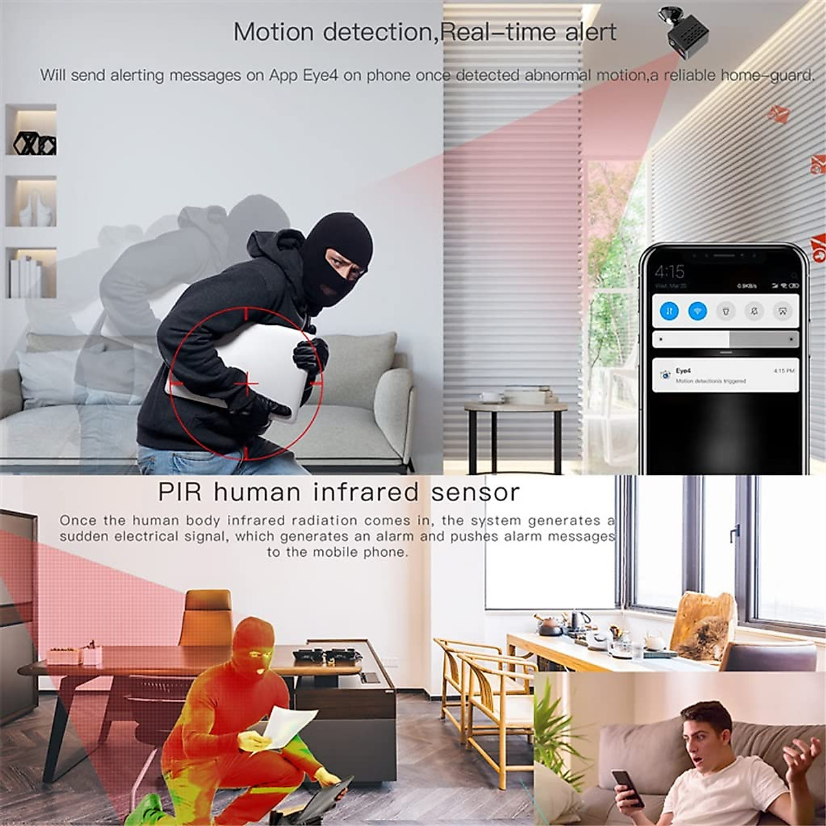 1080P Mini Camera Camera IP Camera Rechargeable Battery Camera Video Security Surveilllance Camera (Size : 64G) ()