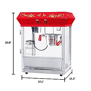 Great Northern Popcorn Red 6 oz. Ounce Foundation Old-Fashioned Movie Theater Style Popcorn Popper