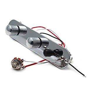 SAPHUE Guitar Control Plate Loaded Chrome/Nickel with 3 Way Switch 500K Tone and Volume Knob Prewired Screws Output Jack for Fender Tele/Telecaster Gibson Sg Electric Guitar Parts Replacement